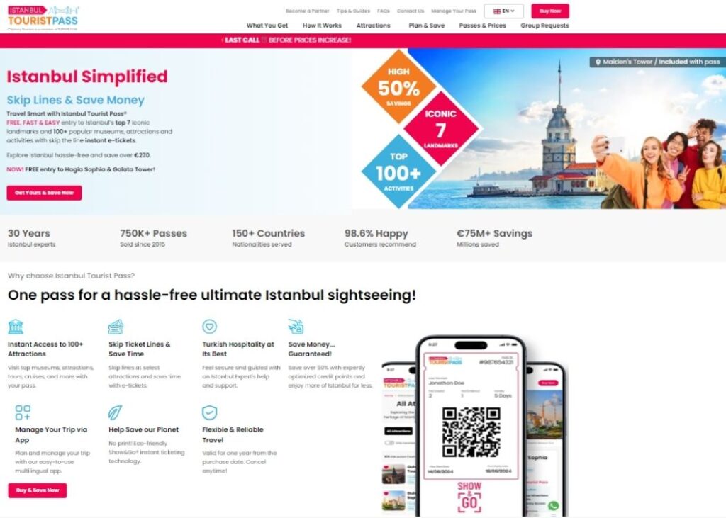 Istanbul Tourist Pass®: 100+ Attractions One Digital Pass